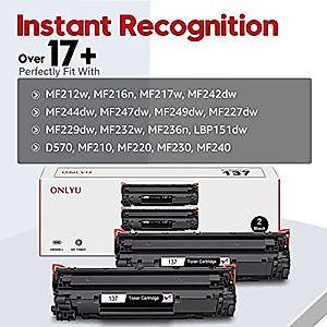 ONLYU Compatible Toner Cartridge Replacement for Canon 137 Black Toner Cartridge ImageClass D570 MF236n LBP151dw MF232w MF242dw MF244dw MF247dw MF249dw MF216n MF227dw MF212w Printer (Black, 2-Pack)