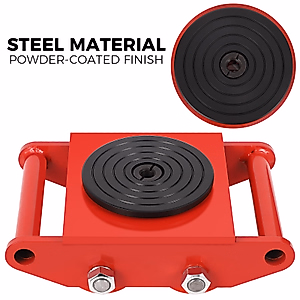 Garvee Industrial Machinery Dolly, 6 Ton / 13200 lbs Machinery Skate, Heavy Duty Carbon Steel Machinery Moving Skate with 360° Rotation Anti-Skid Cover and 4 PU Wheels, for Workshops, Warehouses,Red