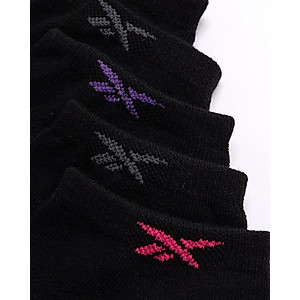 Reebok Women's Athletic Socks - Performance Cushioned Low Cut Socks (6 Pack), Size 4-10, Black Logo