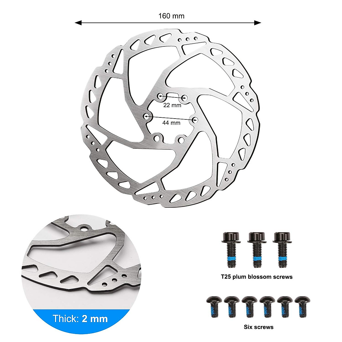 RUJOI Bike Disc Brake Kit, Aluminum Rear Caliper, Full Aluminum Alloy Bicycle Brake Lever, 160mm Rotor, Mechanic Tool-Free Pad Adjuster for Road Bike, Mountain Bike (1 Set)