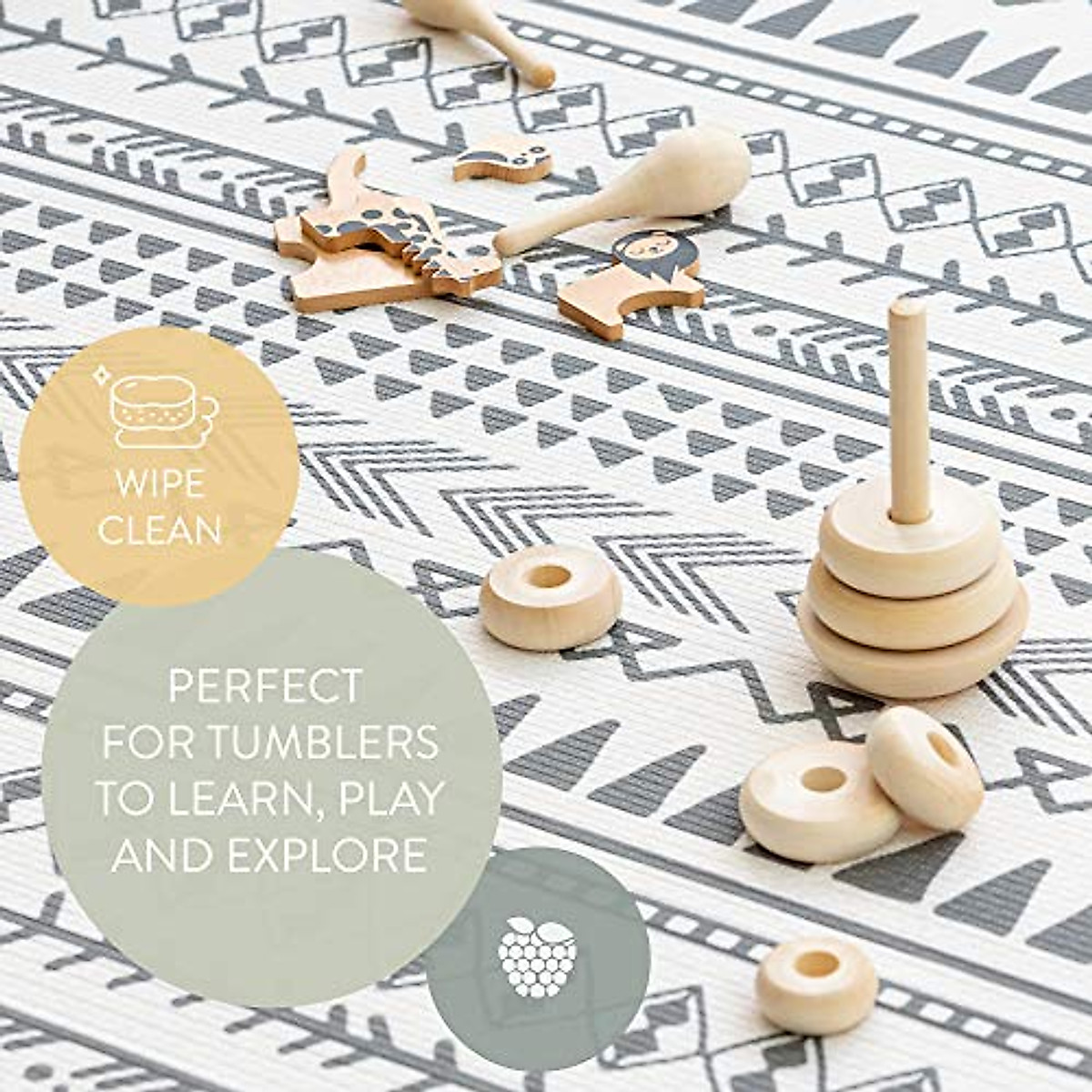 Berry Lane Baby Play Mat | Large 6.5 ft x 4.5 ft One-Piece Reversible Foam Floor Playmat | Tummy Time | Extra Soft & Thick | Non-Toxic | for Infants, Babies, Toddler, and Kids