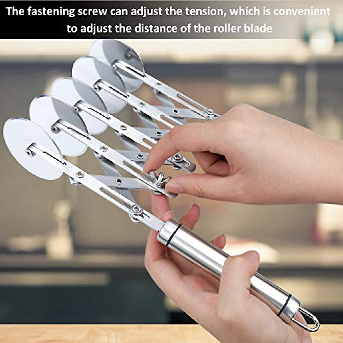 5 Wheel Pastry Cutter Stainless Pizza Slicer Multi-Round Dough Cutter Roller Cookie Pastry Knife Divider with Handle