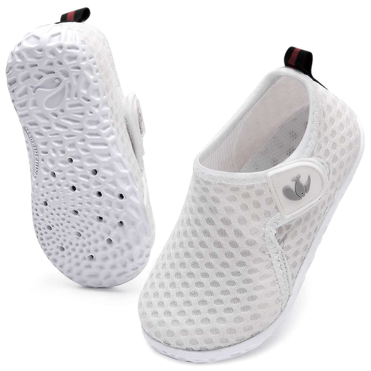 JIASUQI Baby Girls Boys Summer Water Skin Shoes Beach Sandals for Pool Surf Water Aerobics Dot White 12-18 Months