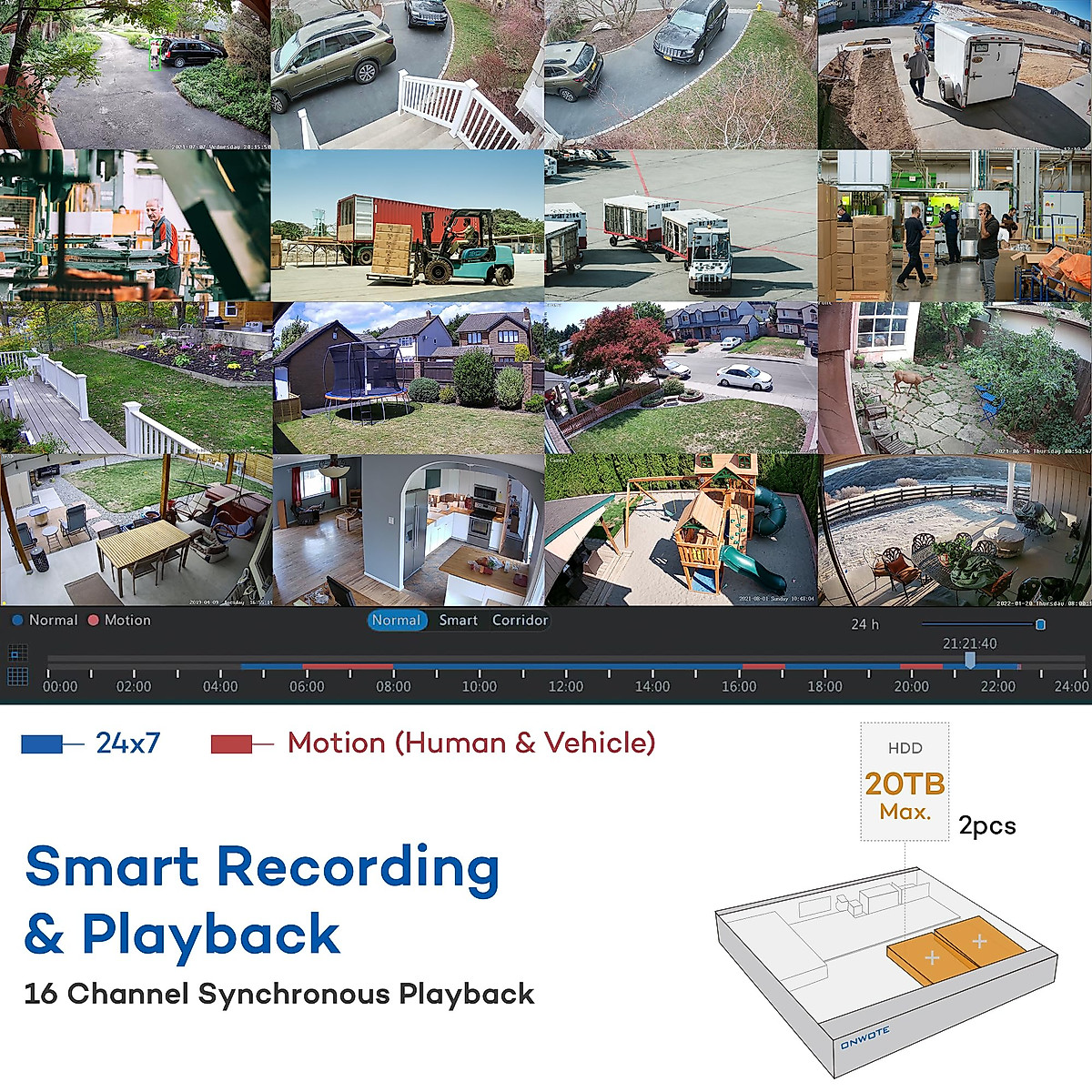 ONWOTE 4K 32 Channel NVR PoE IP Security Video Audio Recorder, Support 32CH Input 8MP/ 6MP/ 5MP, Multi-Mode Recording, NO Hard Drive, Work with PoE Switch, Support All ONWOTE PoE Camera