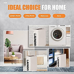 Caroeas 22" Rolling Slim Laundry Basket with Stand Foldable Waterproof Sorter and Organizer on Wheels Tall Thin Dirty Laundry Hamper Basket Home Corner Bin (Beige)