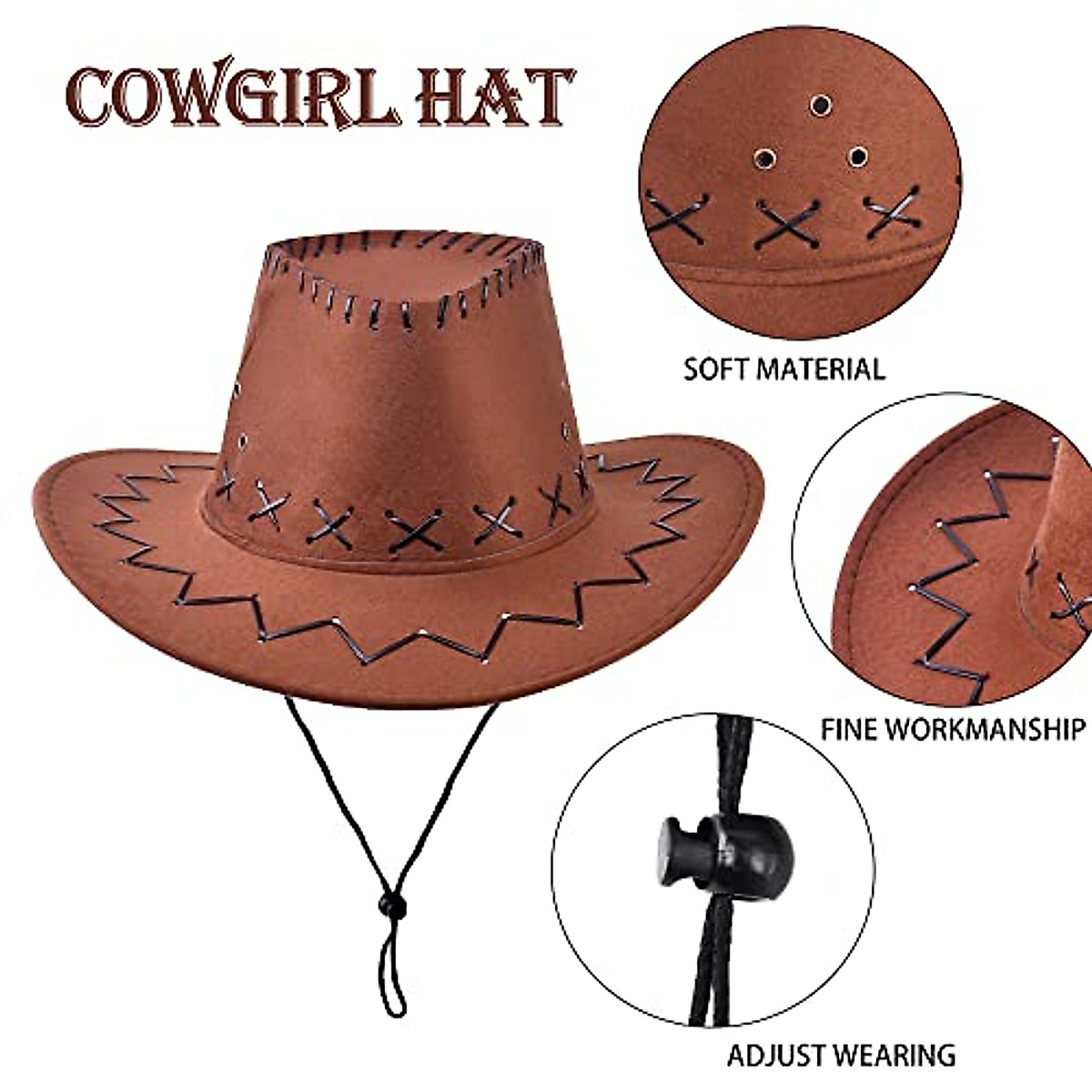 ZZIHAN Kids Cowboy Costume Chaps Vest for Boys Role Play Cowboy Cowgirl Hat Bandanas Sunglasses Dress up Accessories for Toddlers Boys Girls Birthday Party Halloween Christmas Cosplay Gift 3-5T