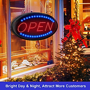 LED Open Sign, FITNATE Large 23x14 inch Business Open Sign with Remote Electric Display Sign,2 Modes Flashing & Steady Lights for Business, Shop, Bar, Hotel