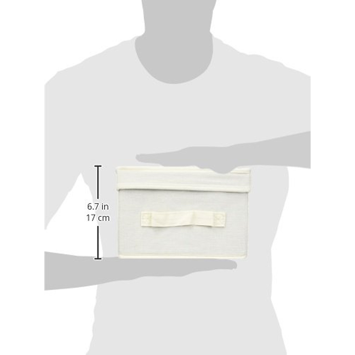 Household Essentials 111 Storage Box with Lid and Handle - Natural Beige Canvas - Medium,Natural Trim (Pack of 2)