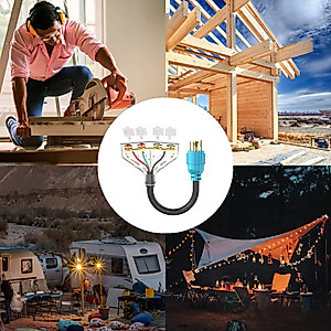 CircleCord 4 Prong 30 Amp to 15 Amp Generator Distribution Adapter, NEMA L14-30P Male to 4X 5-15R/5-20R T-Blade Female with Dust Protection Caps, 10 Gauge 125/250V 7500W