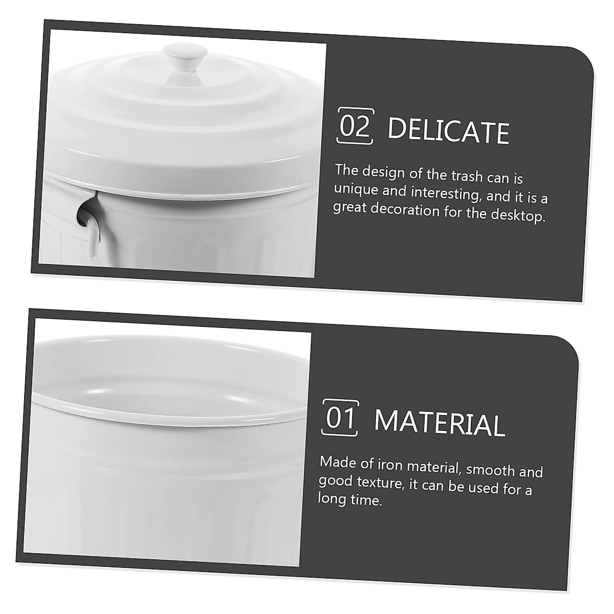 CHILDWEET Metal Trash Can with Lid Metal Container Office Trash Can Candy Tin Kitchen Compost Bin Desktop Garbage Can Make up Brush Holder Organizer Trash Storage Can Office Trash Container