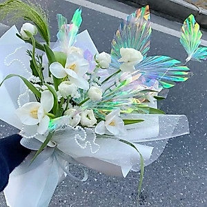 Giiffu Iridescent Film Cellophane Wrap Roll 34 In Wide X 50 Ft Long Gift Wrapping Paper Roll for Basket, Gifts, Flower, Candy, Treats, Birthday Holiday Party DIY Arts Crafts Decoration