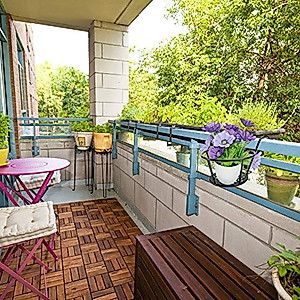 Yardwe Over The Rail Flower Pot Holder for Railings Planter Iron Fence Planters Hanging Planter Pot Container 16.5x10.5x20cm (Black)