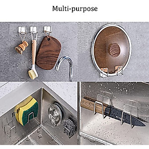 IFOCUTY 2Pcs Sponge Holders for Kitchen Sink, Strong Adhesive Small Sponge Holder, Waterproof Kitchen Sink Caddy - Rust Proof Waterproof, Quick Drying - SUS304 Stainless Steel (2PC, Silver)