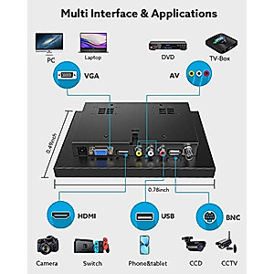 Miktver 8 inch Security Monitor, 1280x800 Resolution Small HDMI 1080P Portable IPS Monitor, TFT LCD Mini HD Color Screen with Bulit-in Speaker