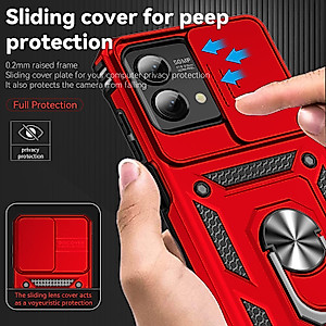 SunStory for Motorola Moto G Stylus 5G 2023 Case with HD Screen Protector & Slide Camera Cover & Kickstand, [Military-Grade] Phone Case for Moto G Stylus 5G 2023 (Red)