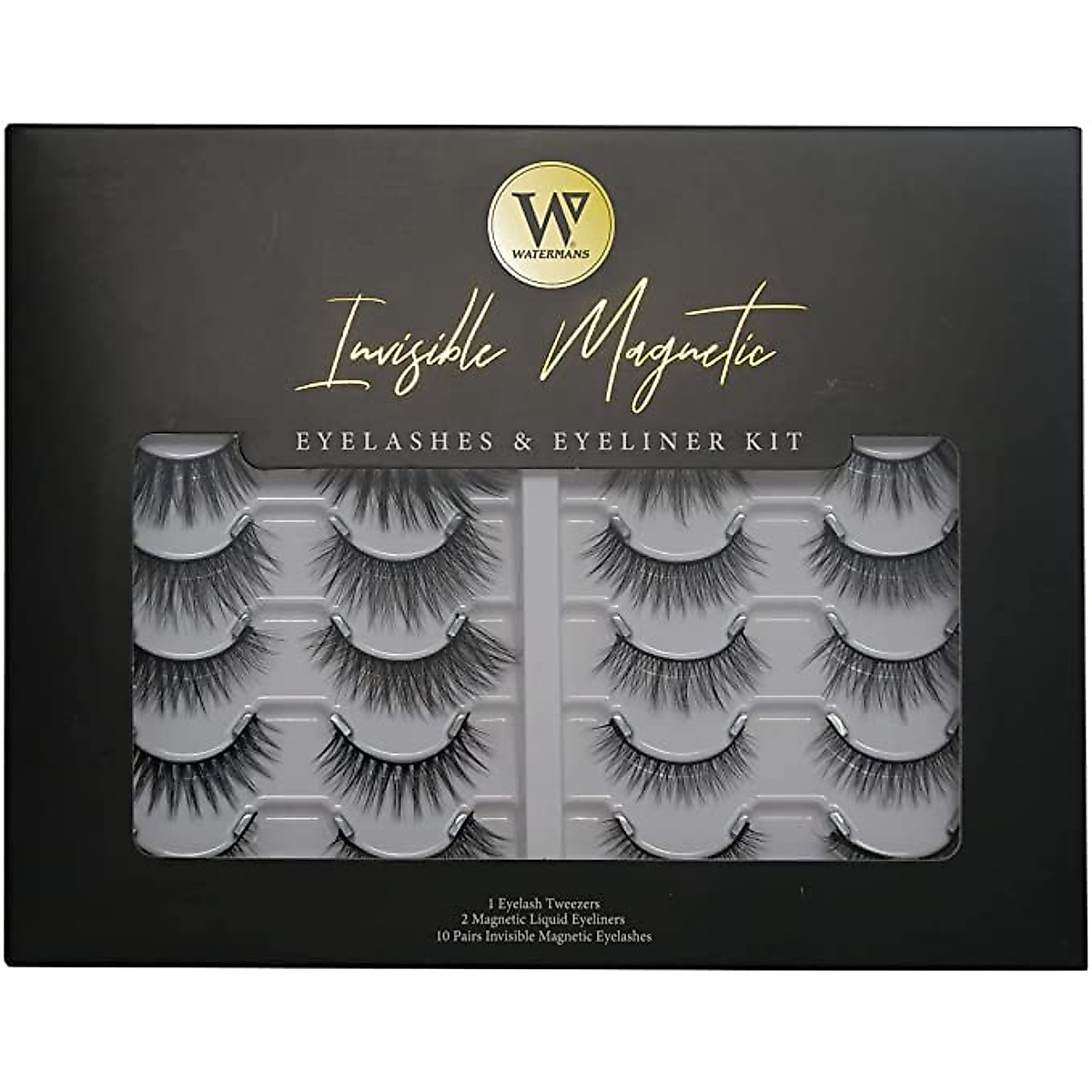 Best Magnetic eyelashes kit 10 pairs 3D false lashes with 2 black Magnetic Eyeliners, Reusable lashes for all occasions