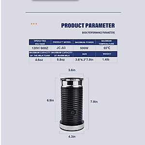 Milk frothing machine，Automatic milk frother，Electric for Hot & Cold Froth, Froth Or Heat Milk，Multifunctional milk frother，Automatic off & Easy Cleaning, Silent Operation (black)