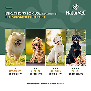 NaturVet Hemp Advanced Joint Health Dog Supplement Plus Hemp Seed – Helps Support Joint Health in Dogs – Includes, Collagen, Glucosamine, MSM, Chondroitin, Omegas – 60 Ct.