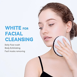 FASPLENDOR Reusable Makeup Remover Pads, Washable Microfiber Remover Pads + Built-in Sponge for Makeup Remover | Facial Cleansing | Body Exfoliating; Dual Texture, Large Size, 4 Count + Laundry Bag…