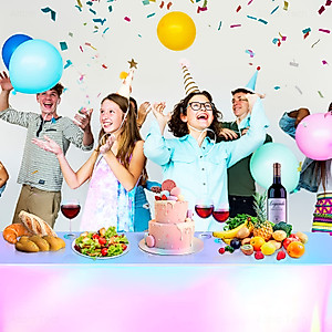 NiHome Iridescent Plastic Tablecloths 4-Pack 54.8x109.6 Inches Holographic Metallic Laser Shiny Rectangle Party Table Decorations Foil Clothes Reusable Covers for Birthday Bridal Wedding Christmas