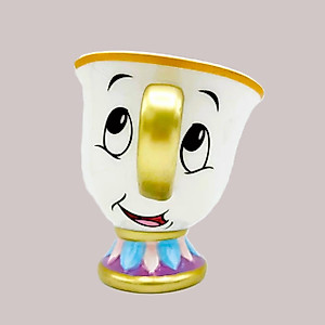 Beauty & The Beast Cartoon Chip Tea Cup 3D Sculpted Ceramic Coffee Mug, 8 Ounces, Officially Licensed, Princess Collectible Novelty Gift