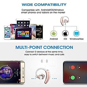 PONYBRO Wireless Headset with Mic,Unmatched Comfy Wireless Earbud w/ 8 Hrs, HiFi Sound Cell Phone Earpiece Hands Free Headphone Compatible with Android/iPhone/Smartphones/Laptop, Rose Gold