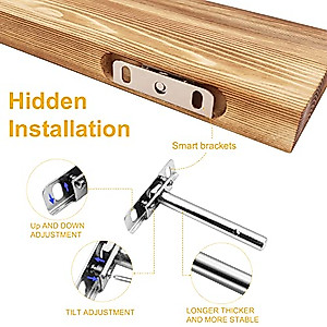 Buwico Floating Shelf, Pine Solid Wood Wall Shelves, Wall Mounted Wooden Shelves for Bathroom Bedroom Living Room Kitchen, Farmhouse Decor Shelves with Invisiable Metal Brackets Set of 2(24in)