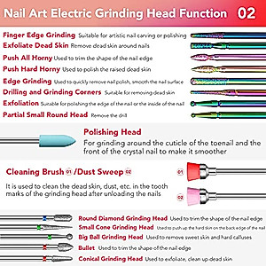 Onism 25Pcs Nail Drill Bits Set - 3/32 Inch Tungsten Carbide Ceramic Nail Bits Kit for Professional Manicure Pedicure Remover for Home Salon Acrylic Gel Nail Polish - With Nail Tool Box, Sanding Bands