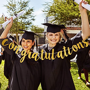 Congratulations Banner Gold Glitter Congratulations Graduation Banner Congratulations Banner Graduation 2024 Congratulations Graduation Party Decorations for College Graduation Party Decorations 2024