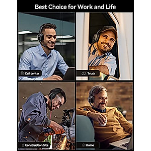 TECKNET Bluetooth Headset Wireless Headphones with Microphone AI Noise Cancelling & Mute Trucker Bluetooth Headset V5.2 Over-Ear Headphones for Truck Driver Cell Phone PC Computer Home Office Skype