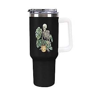 Gardener Skeleton Insulated Tumblers with Handle Stainless Steel Coffee Mug Funny Travel Cup with Lid Straw 40oz