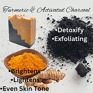 The Alice Gallery Cold Process Soap-Handmade- Goatmilk face and body wash bar/All-Natural Turmeric & Activated Charcoal Tea tree oil/Peppermint