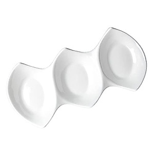 YARNOW 3 Compartment Plates 11 Inches Ceramic Serving Platter 3 Compartment Appetizer Serving Tray White Sauce Plate for Home Use Divided Serving Tray