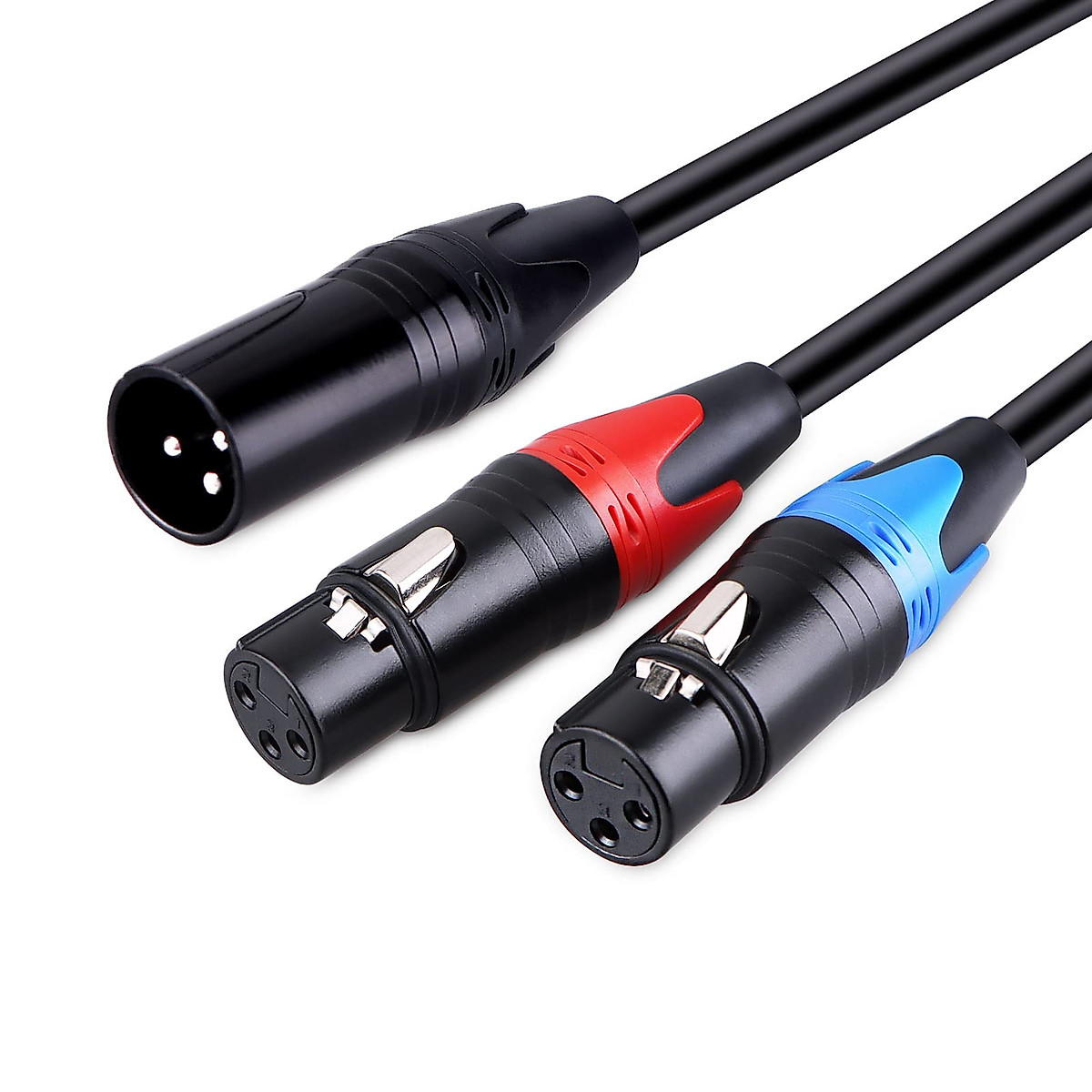 Anewbig 1 Male to 2 Female XLR Y Splitter Micrphone Cable 1.5ft, 3pin XLR Female to Dual XLR Male Y-Splitter Balanced Mic Audio Cables for Stereo Mic to L & R Audio Track (1.5feet)
