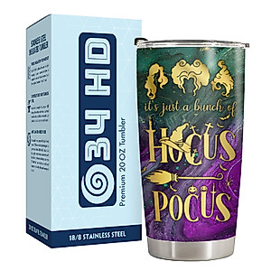 34HD Hocus Gifts for Women, Hocus Tumbler with Lid 20oz Stainless Steel, Witch Brew Tumbler, Sanderson Sister Gifts, Halloween Gifts for Movie Lovers