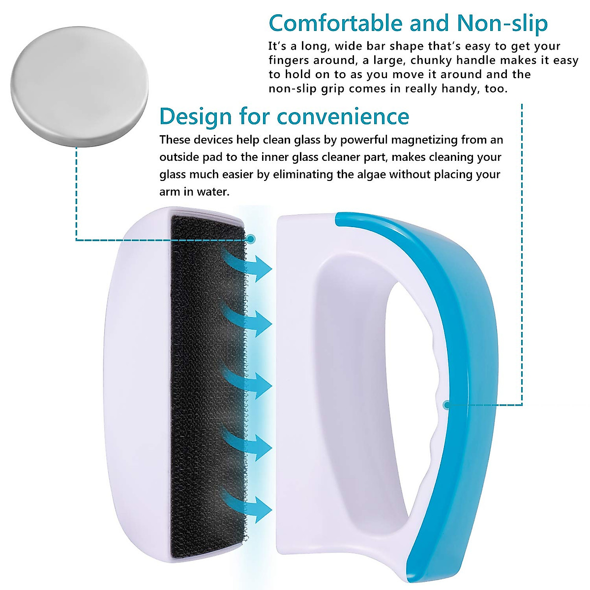 NEPTONION Magnetic Aquarium Fish Tank Glass Algae scrapers Glass Cleaner Scrubber Clean Brush [Floating,Scratch-Free,Non-Slip,magnetizing] S