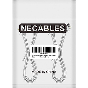 NECABLES 2Pack Phone Cord 3ft Telephone Cord Phone Line Cord RJ11 6P4C Male to Male for Landline Phone and Fax - 3 Feet
