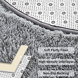 Goideal Oval Shaggy Bedroom Rug 2.6 x 5.2 Feet Fluffy Area Rugs for Girls Boys Kids Room Nursery Floor Carpet Home Decoration,Grey