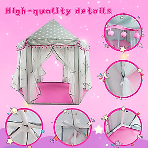 Play Tent for Kids Princess Castle Girls Playhouse, Princess Tent for Indoor Outdoor Fun, Gift for Toddlers Boys Girls(55"x53")