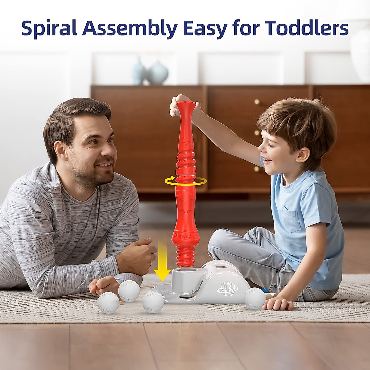 EagleStone T Ball Sets for Kids 3-5, 5-8, Tee Ball Set for Toddlers, Baseball Outdoor Toy Includes 6 Large Balls, Adjustable Teeball Batting Tee, Tball Games for Boys & Girls, Kids Ages 3-12 Years