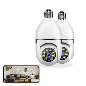SSYING 2PCS Light Bulb Camera, 1080P 2.4G/5.0GWireless Light Bulb Camera WiFi Outdoor 360 Degree, Light Bulb Security Camera with Motion Detection, Two-Way Audio，Free Cloud Storage