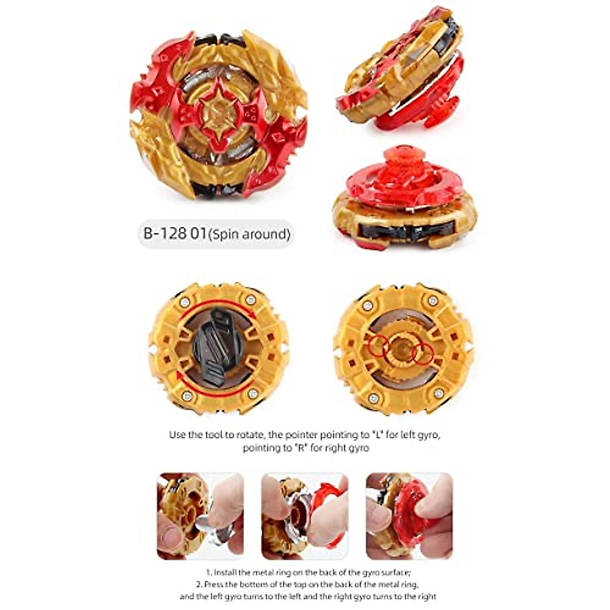 Battling Top Burst Gyro Toy Set, LZSZRZ 12 Pcs Spinning Tops 3 Launchers Combat Battling Game Toy Set with Portable Storage Box Gift for Children Boys Girls Kids - Ages 6+