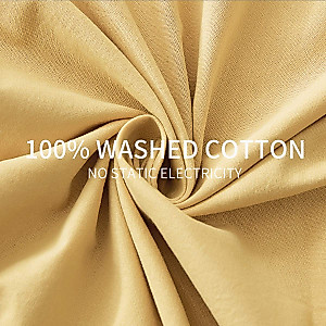 melingo Cotton Duvet Covers King Size, Mustard Yellow Quilt Cover, Soft, Cooling, Breathable Bedding Collection with Buttons Closure. 3 Pieces Solid Color (1 Comforter Cover + 2 Pillow Cases)