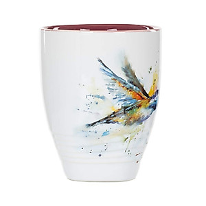 DEMDACO Dean Crouser Hummingbird Watercolor Red On White 16 Ounce Glossy Stoneware Mug With Handle