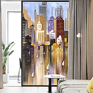 Window Film Window Decal Window Film Privacy Frosted Glass Sticker Birds Building Decoration Adhesive Sticker for Home Privacy Window Decal (Size : 60x120cm)