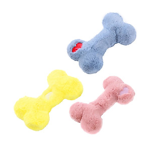 ROYALEAD Pet Dogs Chewing Toy for Small Dogs Plush Bone Toy 3PCS Interaction Pet Teething Toy Aggressive Chewer Toy Dog Favor