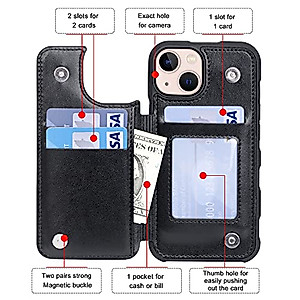 Arae Case for iPhone 13 [6.1 inch] - Wallet Case with PU Leather Card Holder Back Flip Cover for iPhone 13 6.1 inch-Black