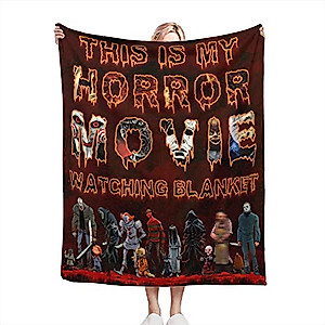 Horror Movie Blanket, Halloween Throw Blankets Soft Fleece Flannel Blankets Christmas Decor Bed Throws for Adult Gift Blankets 60X50 Inch