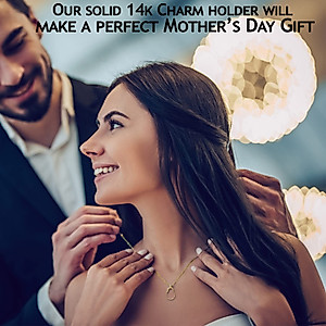 JewelryWeb 14k Yellow Gold Polished 5 Heart Charm holder Pendant - Ring Holder Pendant for women - Gifts for Mom Grandma - Mother's day Gift