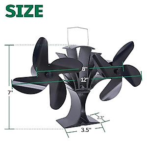 KIAADSY Dual Motors 8-Blade Wood Stove Fan，Heat Powered Stove Top Fan for Heater/Wood/Pellet/Log Burner/Fireplace, Upgrade Cocoon Fan, Efficiently Circulate Warm Air(with Bracket)